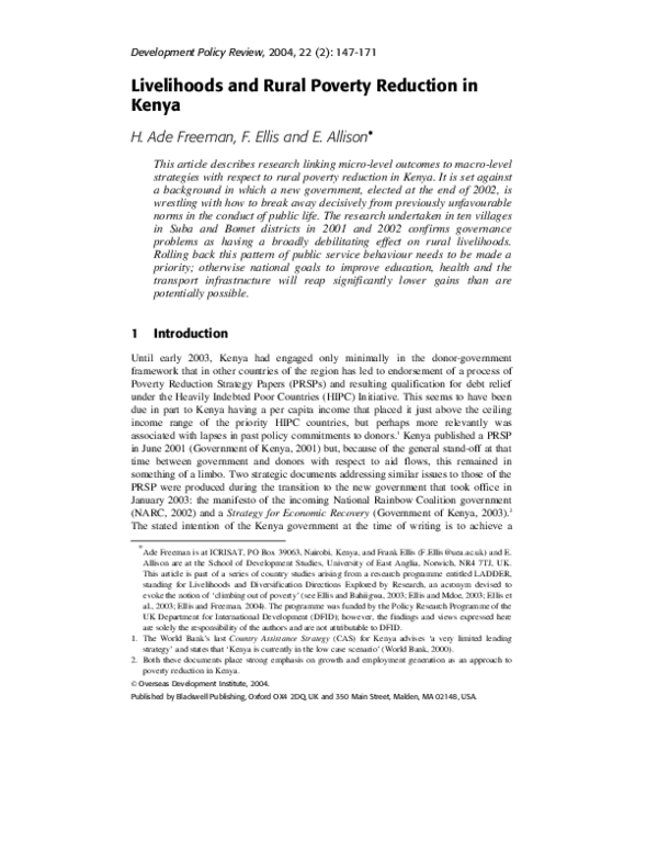 (PDF) Livelihoods and Rural Poverty Reduction in Kenya