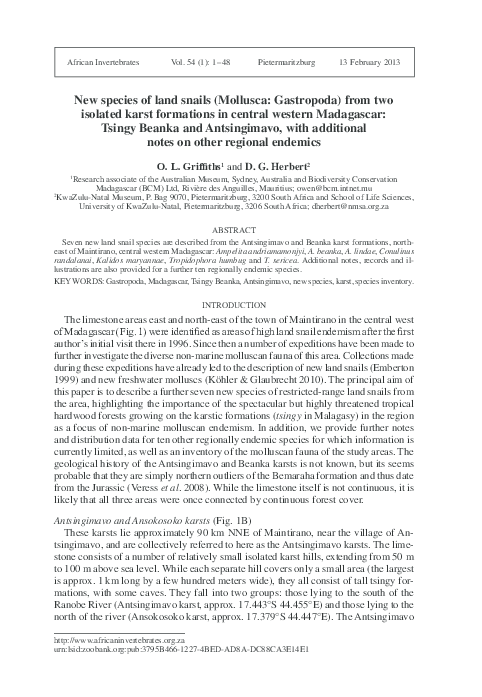 (PDF) New Species of Land Snails (Mollusca: Gastropoda) from Two ...