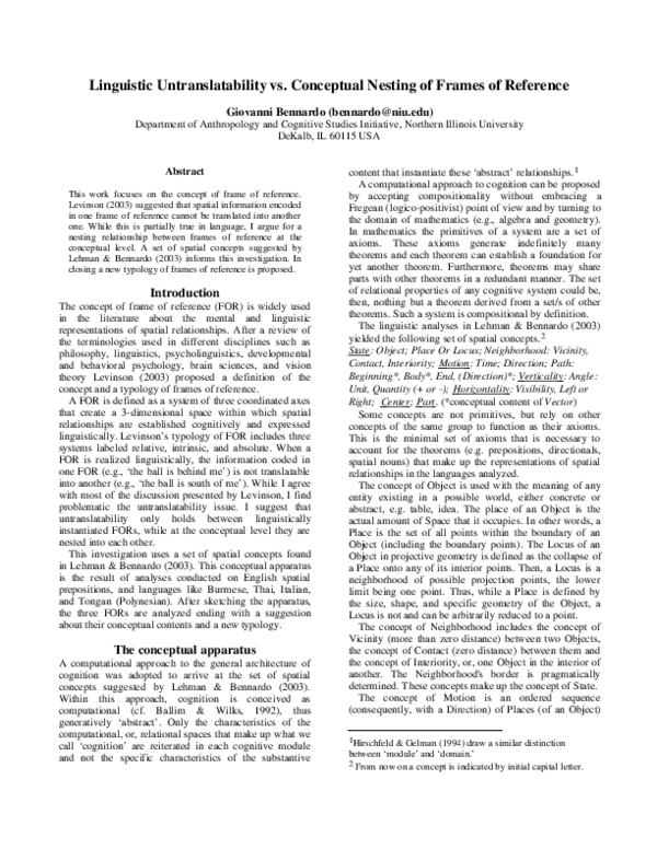 (PDF) Linguistic Untranslatability vs. Conceptual Nesting of Frames of ...