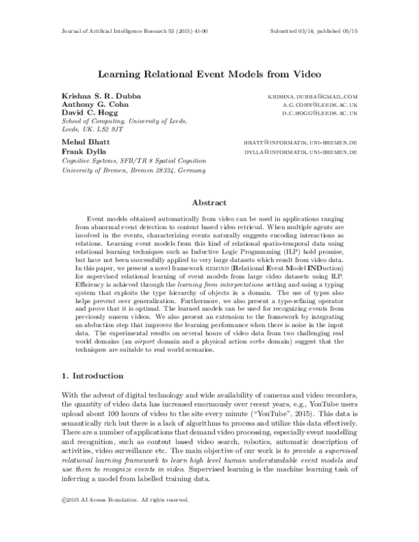 (PDF) Learning Relational Event Models from Video