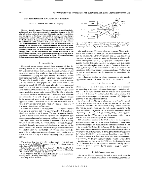 Pdf Os Characterization For Local Cfar Detection