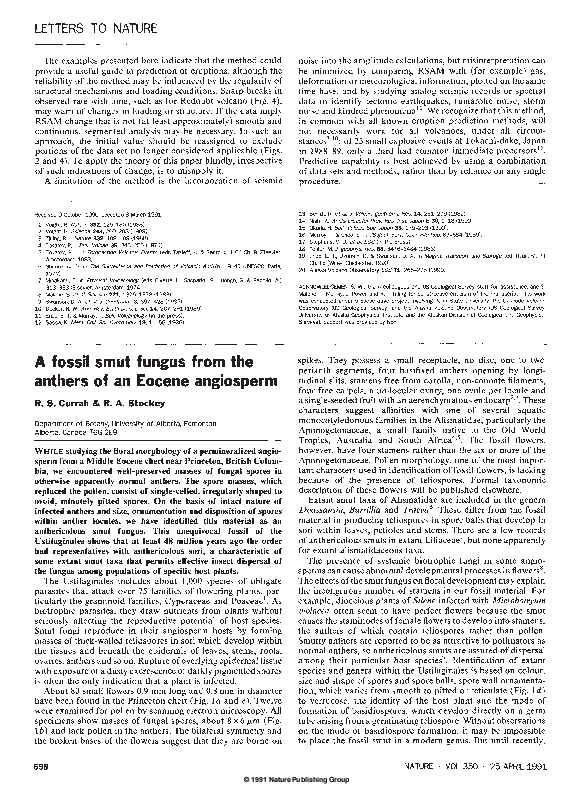 (PDF) A fossil smut fungus from the anthers of an Eocene angiosperm ...
