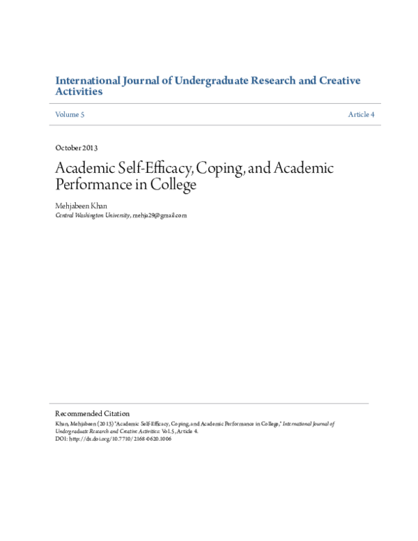 (PDF) Academic Self-Efficacy, Coping, and Academic Performance in College