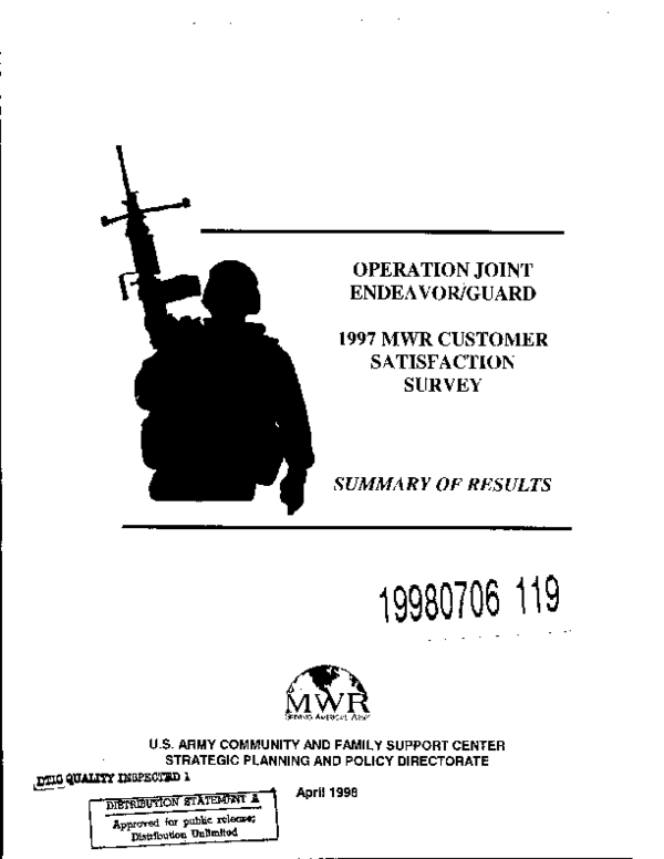 (PDF) Operation Joint Endeavor/Guard. 1997 MWR Customer Satisfaction Survey