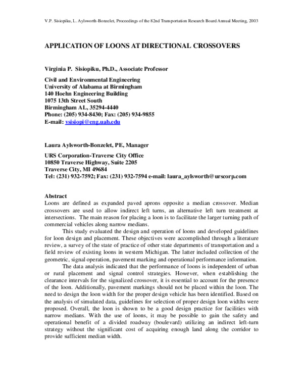(PDF) Application of Loons at Directional Crossovers