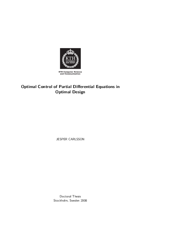 (PDF) Optimal Control of Partial Differential Equations