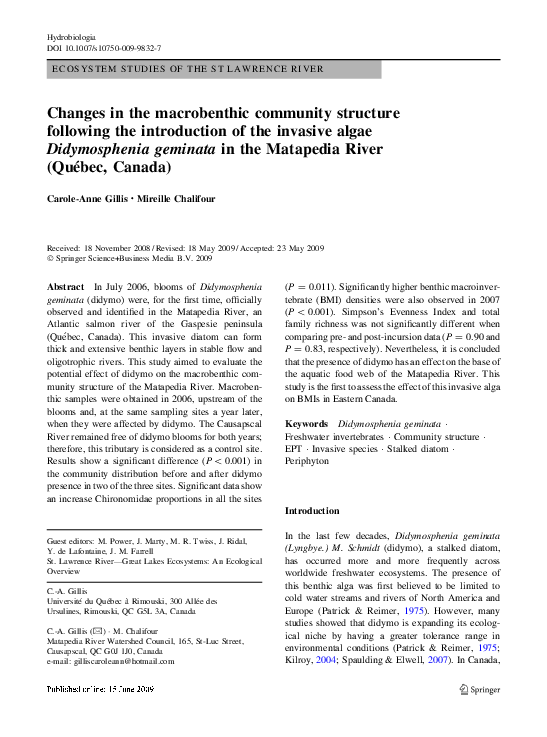 (PDF) Changes in the macrobenthic community structure following the ...