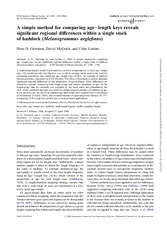 (PDF) A simple method for comparing age–length keys reveals significant ...