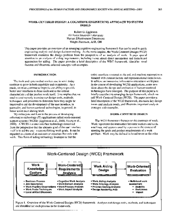 (PDF) Work-centered design: A cognitiive engineering approach to system ...