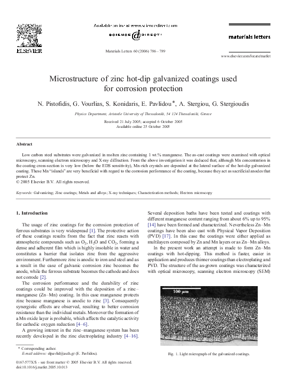 (PDF) Microstructure of zinc hot-dip galvanized coatings used for corrosion protection