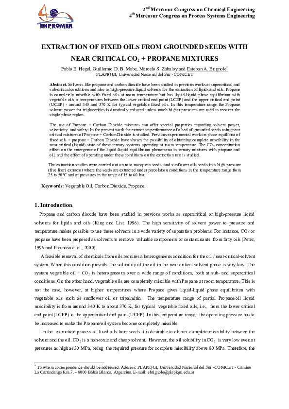(PDF) Extraction of Fixed Oils from Grounded Seeds with Near Critical ...