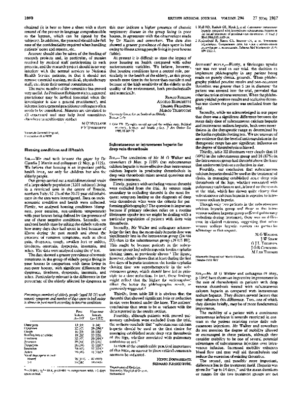 (PDF) Subcutaneous or intravenous heparin in treatment of deep vein ...