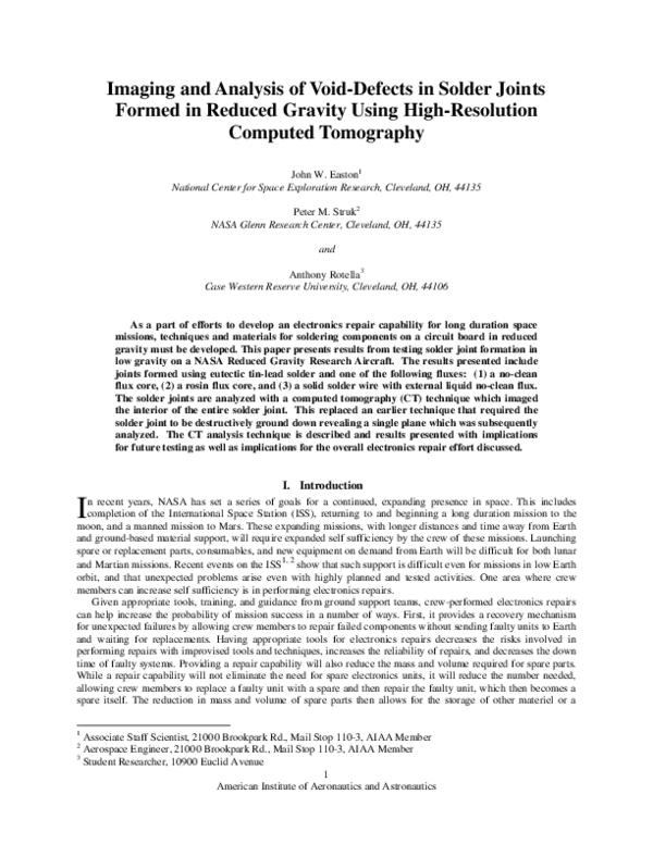 (PDF) Imaging and Analysis of Void-Defects in Solder Joints Formed in ...