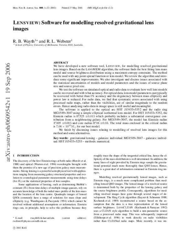 (PDF) LENSVIEW: Gravitational Lens Image Modelling