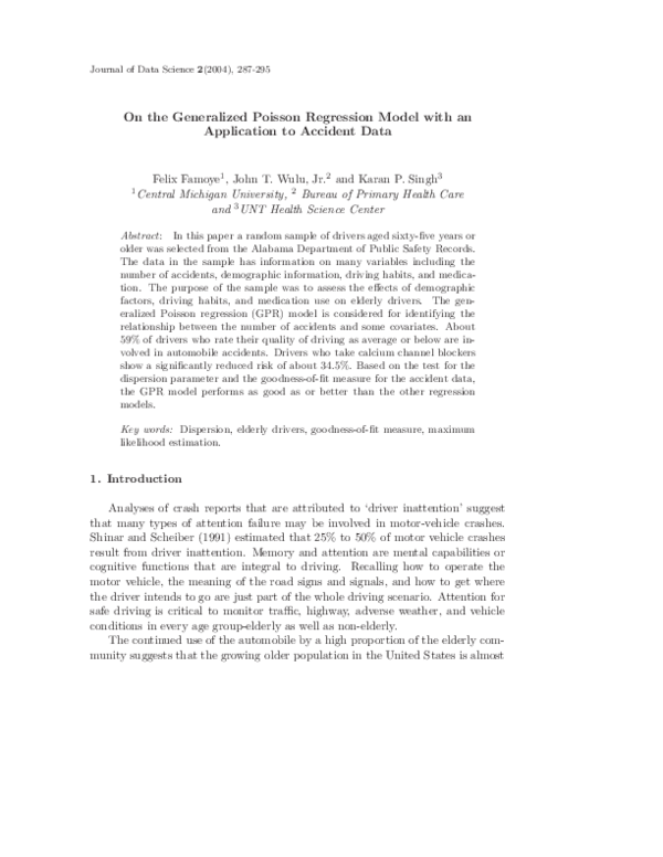 Pdf On The Generalized Poisson Regression Model With An Application