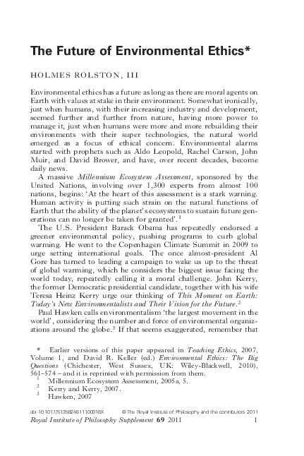 (PDF) The Future of Environmental Ethics