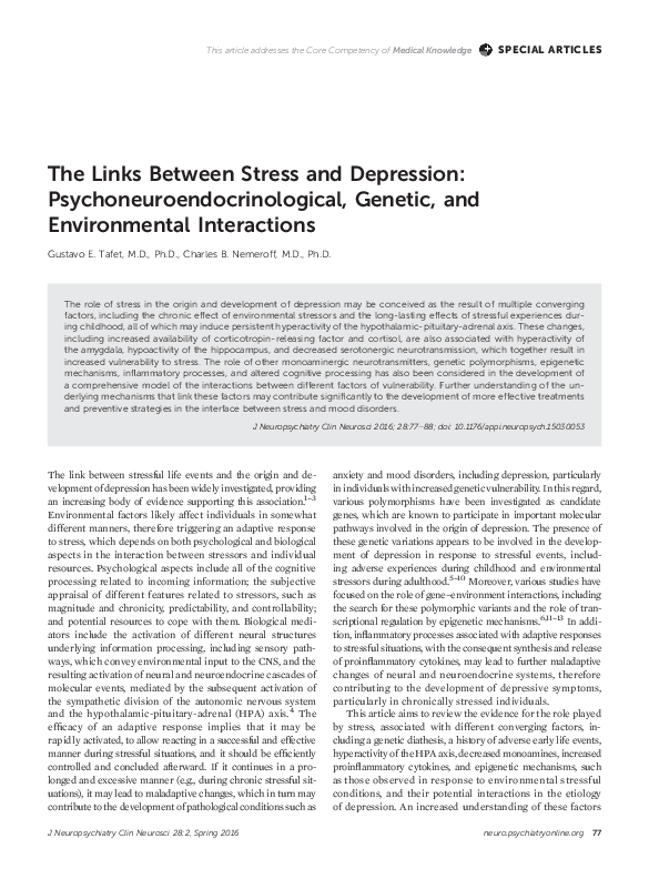 (PDF) The Links Between Stress and Depression ...