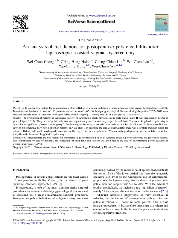 (PDF) An analysis of risk factors for postoperative pelvic cellulitis ...