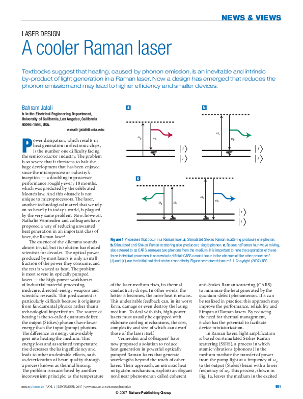 (PDF) Laser design: A cooler Raman laser