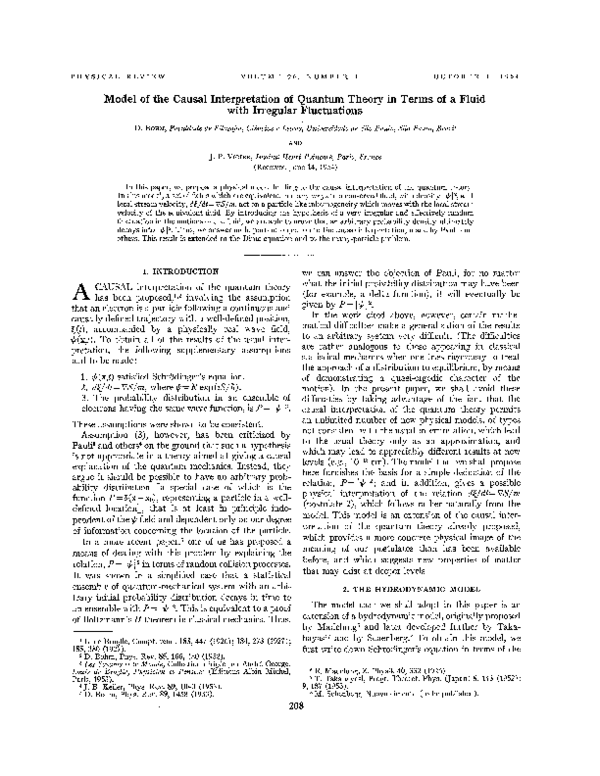 (PDF) Model of the Causal Interpretation of Quantum Theory in Terms of ...