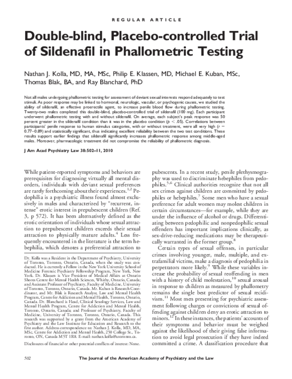 (PDF) Double-blind, Placebo-controlled Trial of Sildenafil in ...