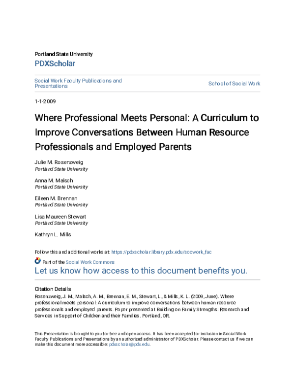 (PDF) Where Professional Meets Personal: A Curriculum to Improve ...