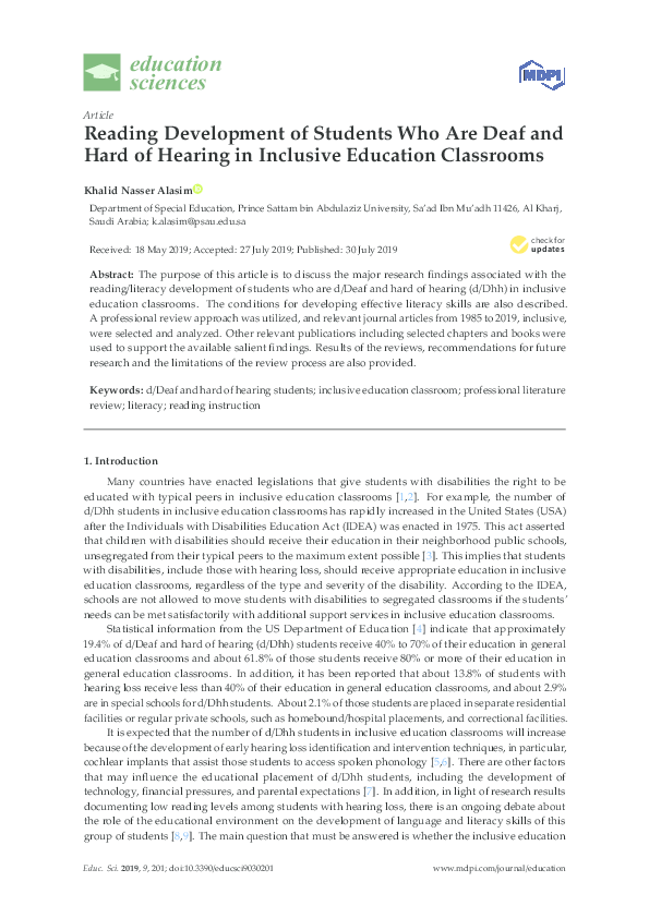 (PDF) Reading Development of Students Who Are Deaf and Hard of Hearing ...