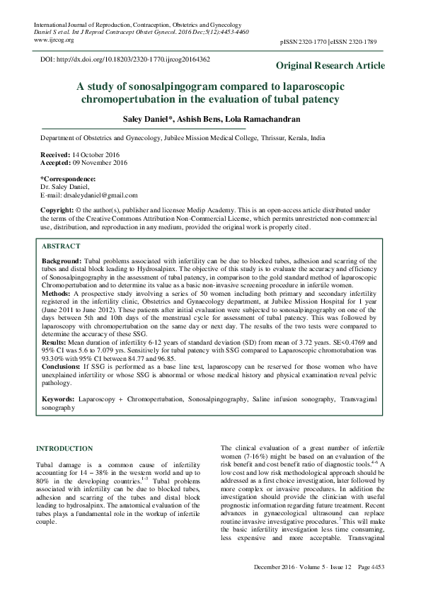 (PDF) A study of sonosalpingogram compared to laparoscopic ...