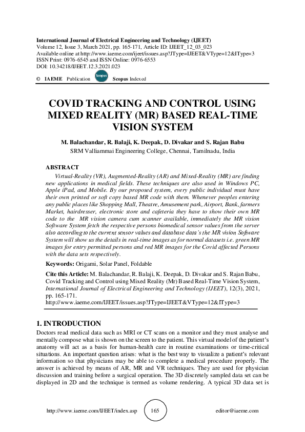 (PDF) COVID TRACKING AND CONTROL USING MIXED REALITY (MR) BASED REAL ...