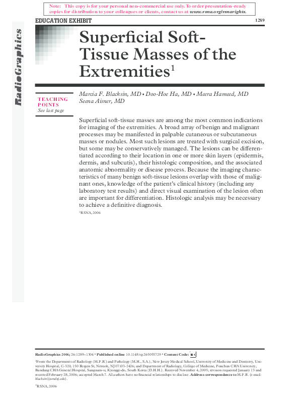 (PDF) Superficial Soft-Tissue Masses of the Extremities1
