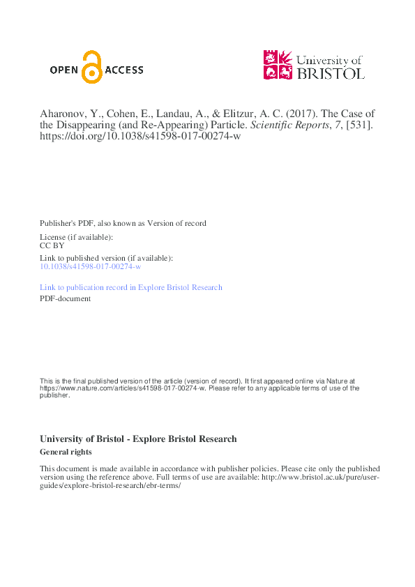 (PDF) The Case of the Disappearing (and Re-Appearing) Particle