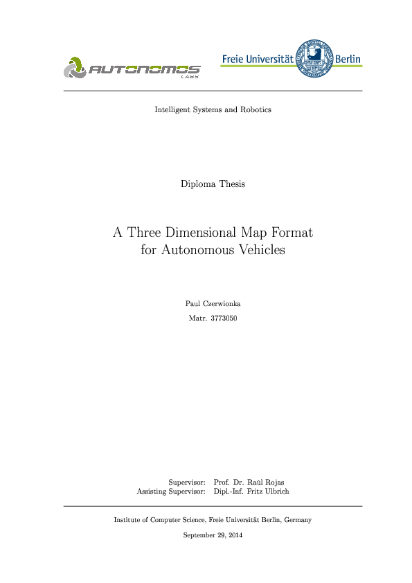 (PDF) A Three Dimensional Map Format for Autonomous Vehicles