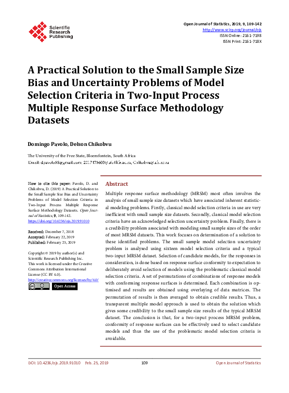 (PDF) A Practical Solution to the Small Sample Size Bias and Uncertainty Problems of Model ...