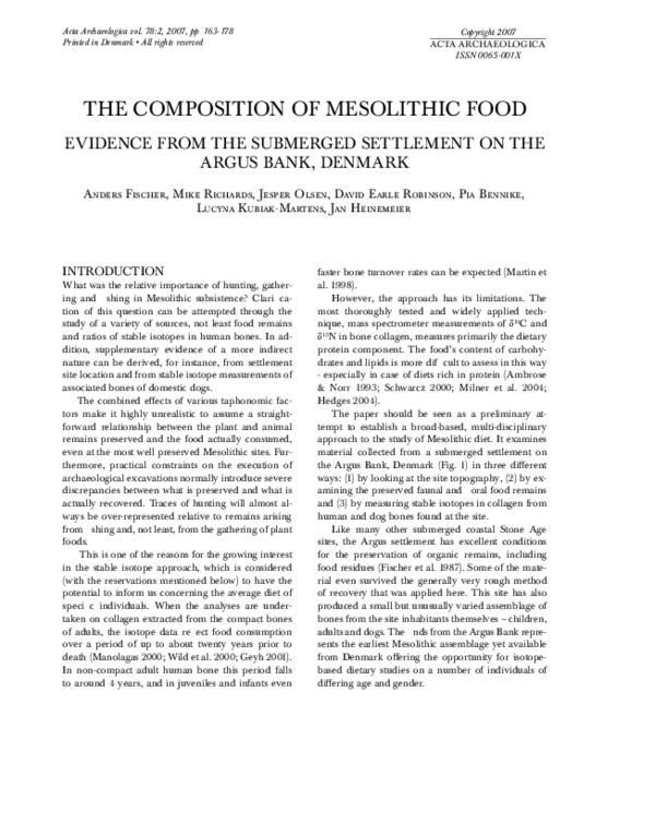 (PDF) The Composition of Mesolithic Food