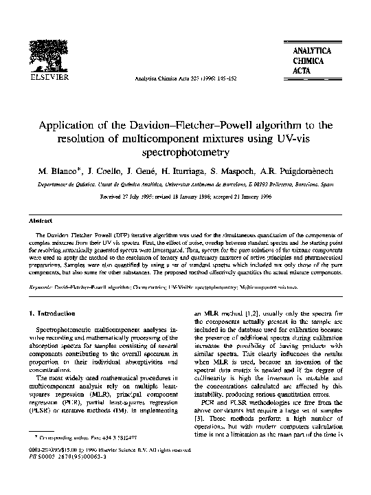 (PDF) Application of the Davidon-Fletcher-Powell algorithm to the ...