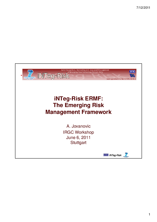 (PDF) iNTeg-Risk Framework for Emerging Risks Management