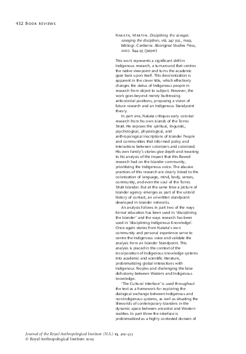 (PDF) Disciplining the savages: savaging the disciplines - By Martin Nakata