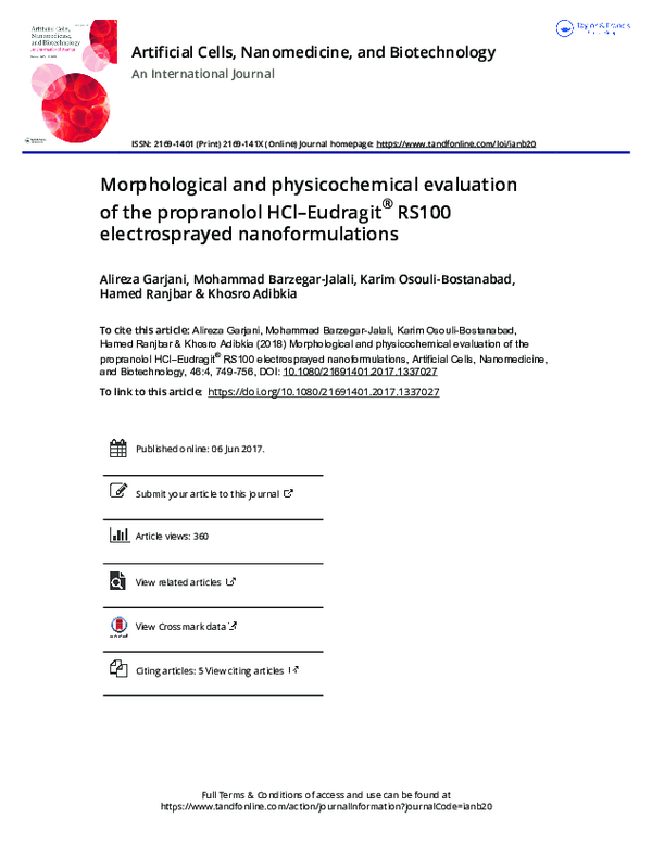 (PDF) Morphological and physicochemical evaluation of the propranolol ...