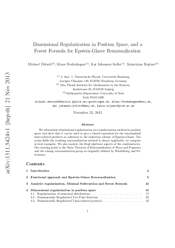 (PDF) Dimensional regularization in position space and a Forest Formula for Epstein-Glaser ...