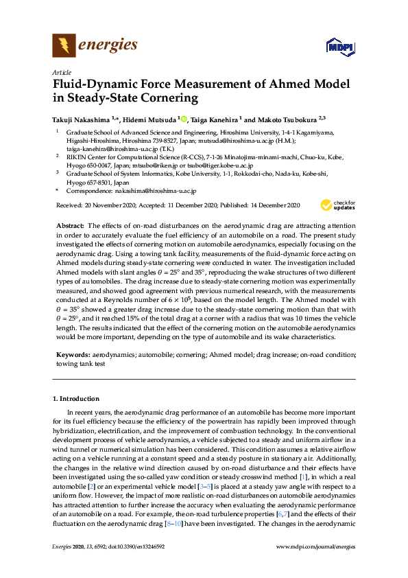 (PDF) Fluid-Dynamic Force Measurement of Ahmed Model in Steady-State ...