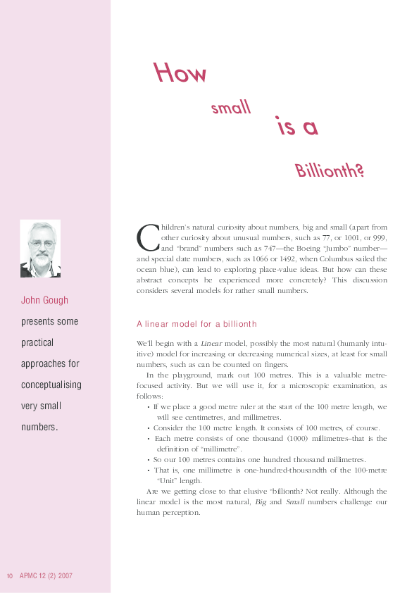 (PDF) How Small Is a Billionth?