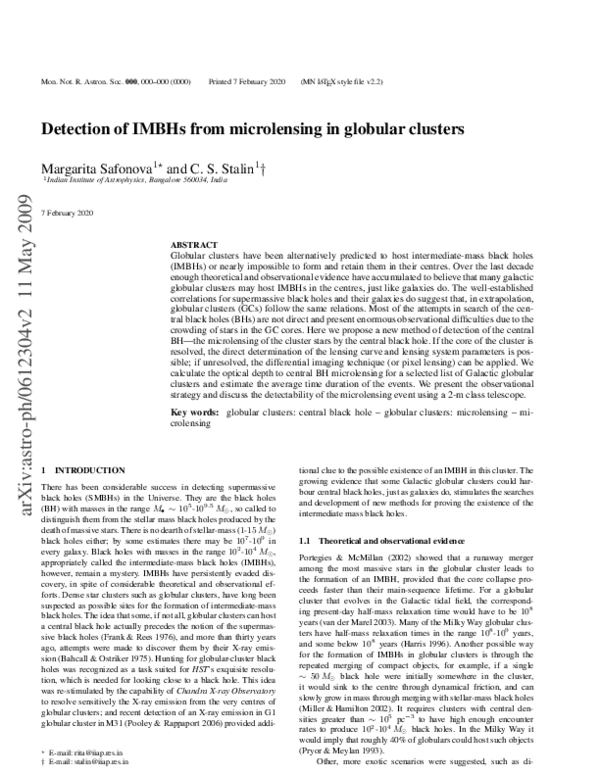(PDF) Detection of IMBHs from microlensing in globular clusters