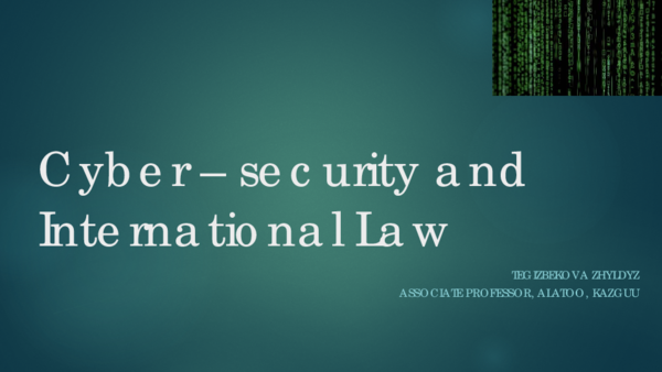 (PDF) Cyber Security and International Law