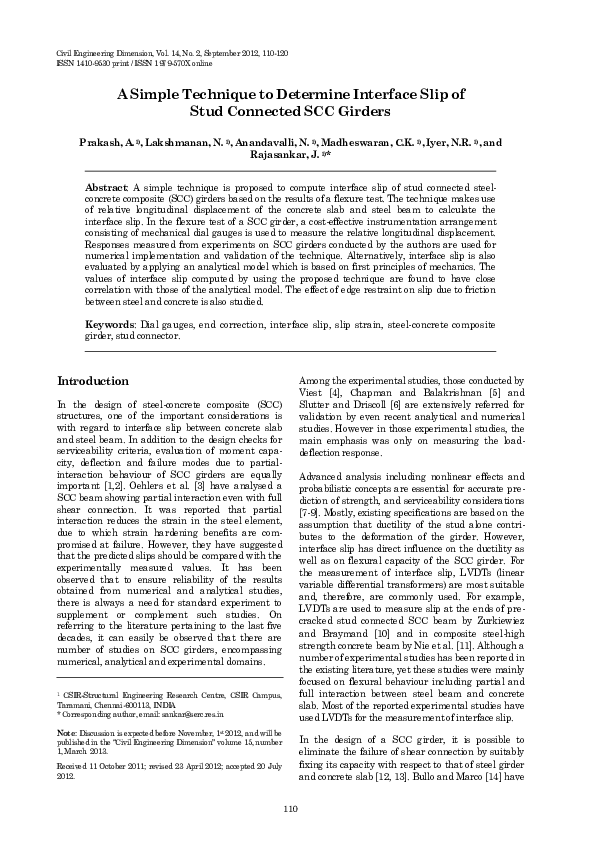 (PDF) A Simple Technique to Determine Interface Slip of Stud Connected ...