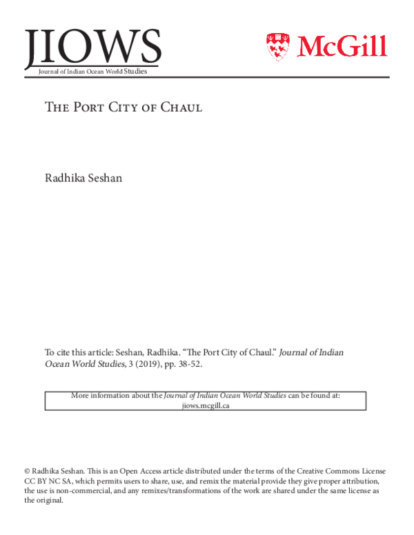 (PDF) The Port City of Chaul