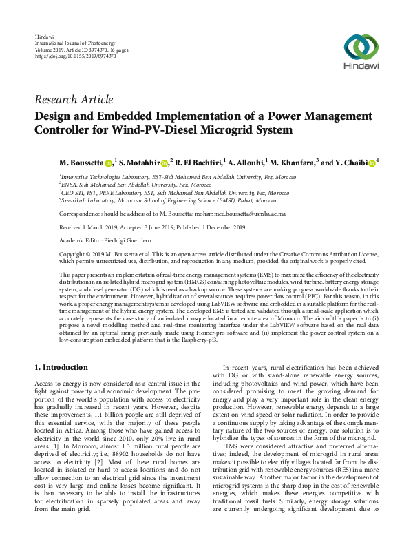 (PDF) Design and Embedded Implementation of a Power Management Controller for Wind-PV-Diesel ...