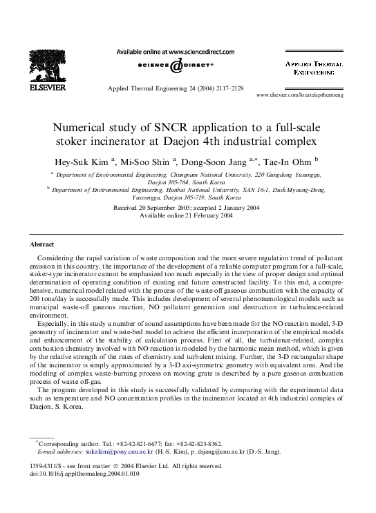 (PDF) Numerical study of SNCR application to a full-scale stoker ...