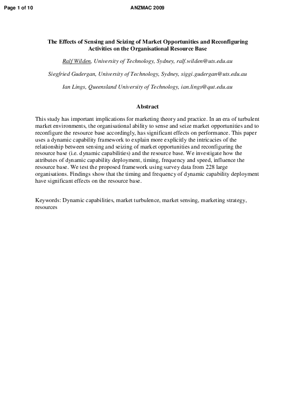 (PDF) The effects of sensing and seizing of market opportunities and ...