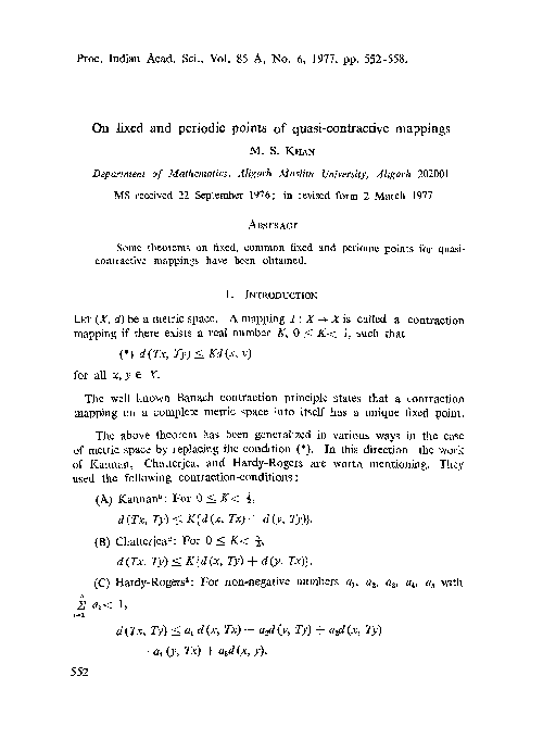 (PDF) On fixed and periodic points of quasi-contractive mappings