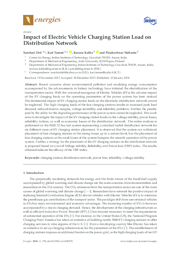 (PDF) Impact of Electric Vehicle Charging Station Load on Distribution ...